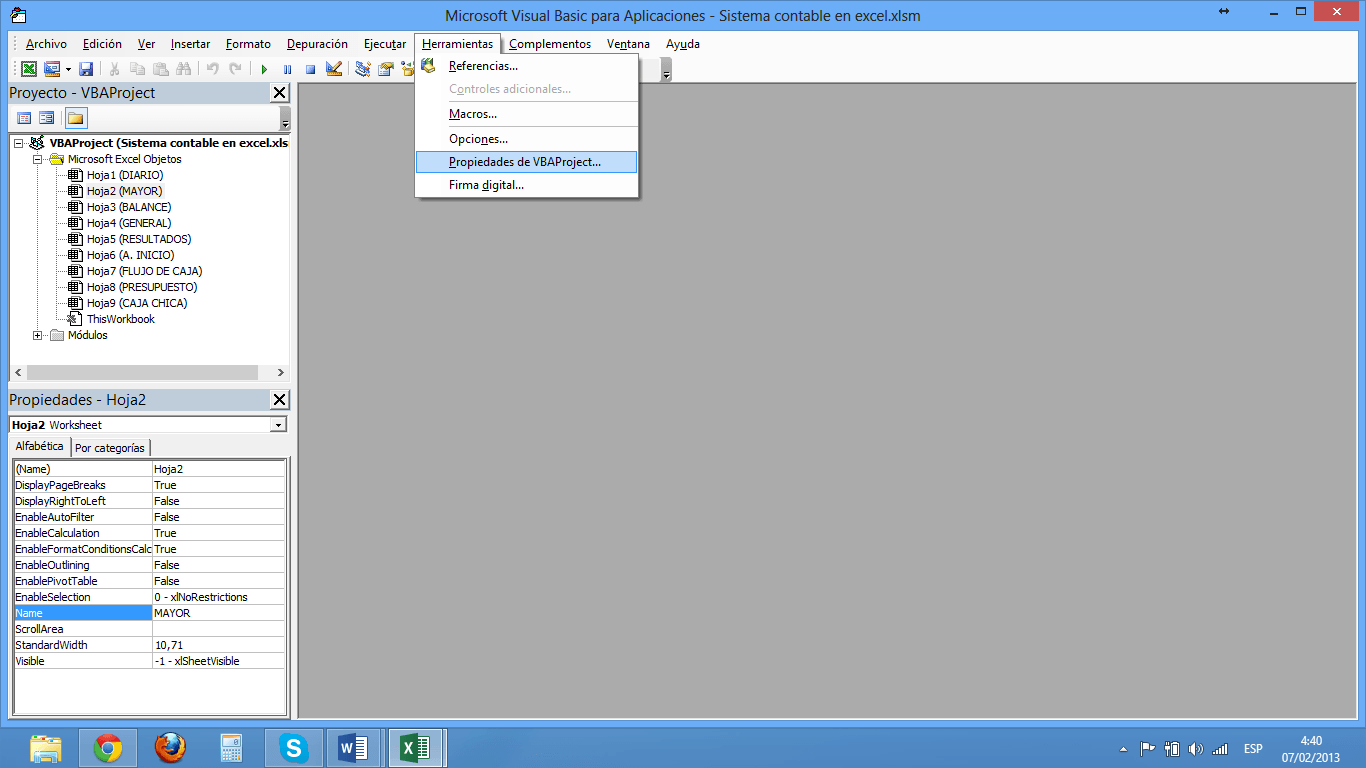 Como Programar en Excel, Comandos de la Barra de Herramientas De VBA